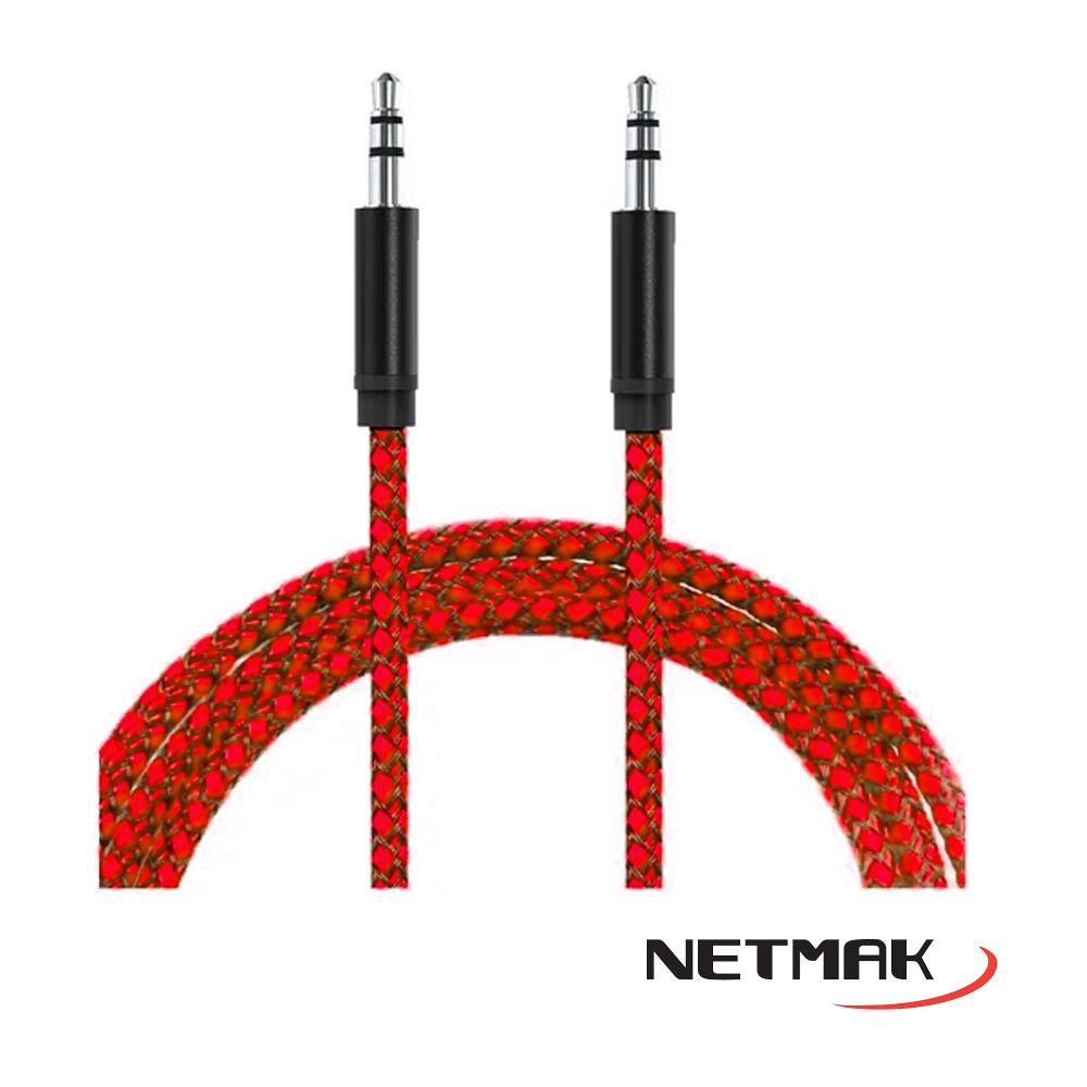 Mundo Inksumo - CABLE MALLADO MINIPLUG M/M 1M RED
